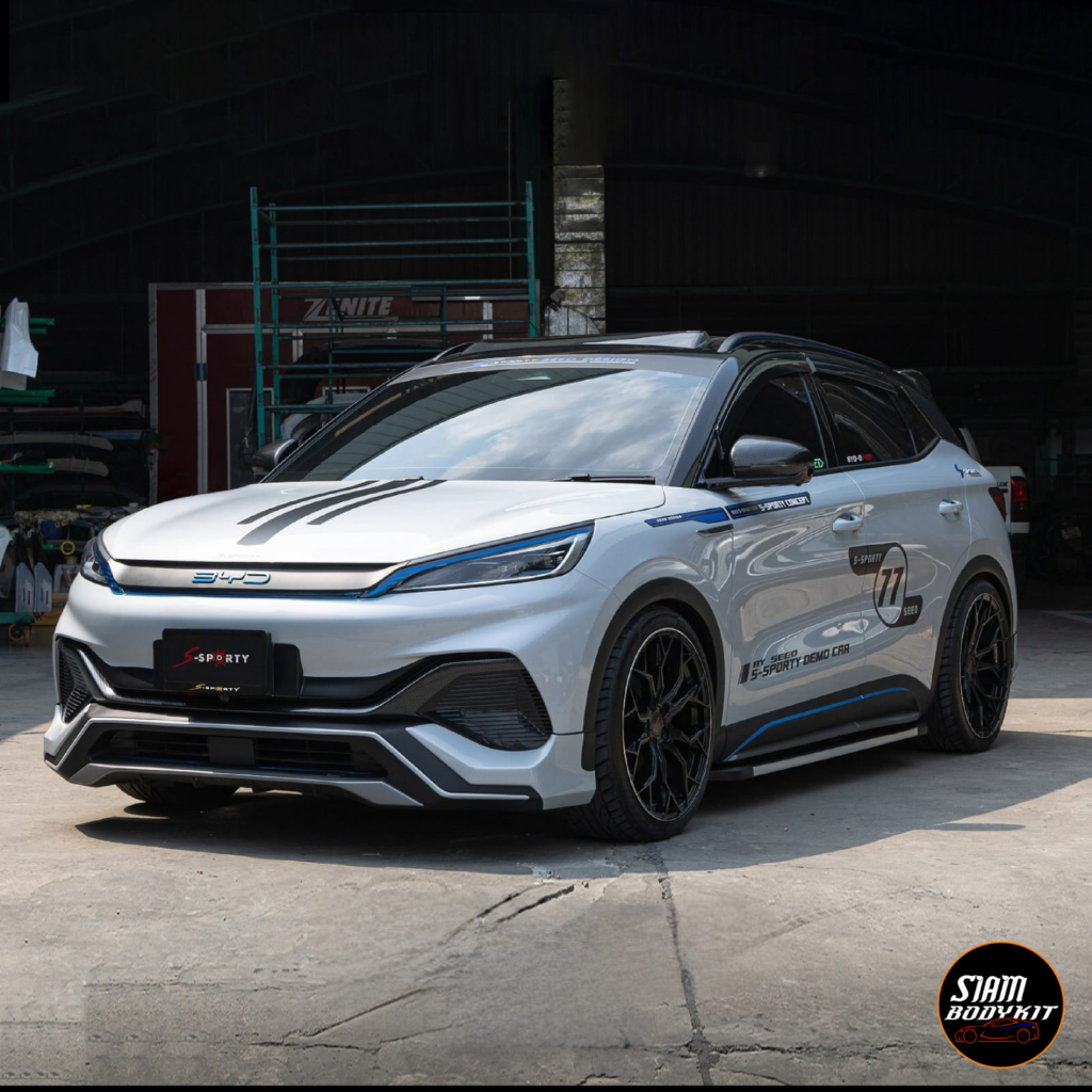 XTHEME Bodykit for BYD ATTO3 (Matte Black color with silver and blue line)